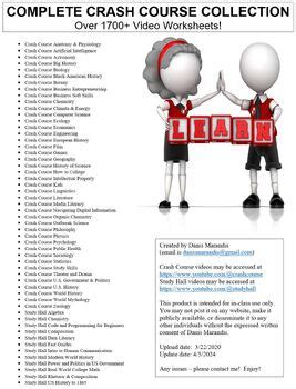 Complete Crash Course Collection Bundle Series Set Video Worksheets