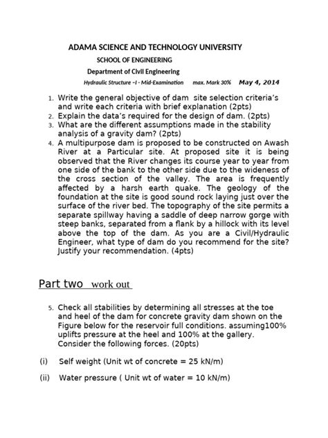 Hydraulic Structure I Exam Pdf