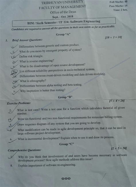 Software Engineering Bim Question Bank