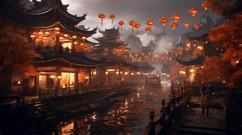 中国风红色节日灯笼古建筑插画背景图片下载2912x1632像素格式编号zqwfw5rdz图精灵
