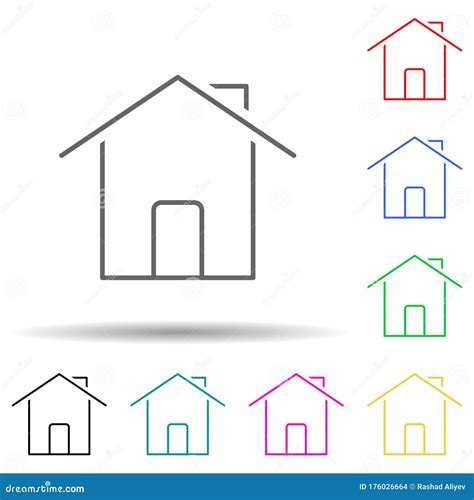 house multi color set icon simple thin line outline vector of web