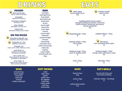 Menu The Loading Dock St Louis Only Waterfront Entertainment Destination