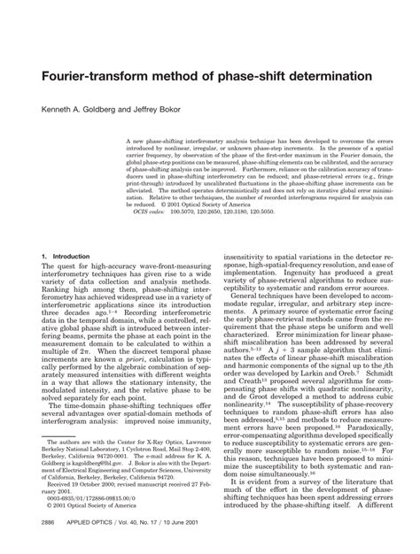 Pdf Fourier Transform Method Of Phase Shift Determination