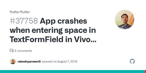 App Crashes When Entering Space In TextFormField In Vivo V Android Device Issue