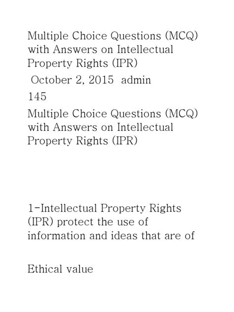 multiple choice questions pdf intellectual property bearing