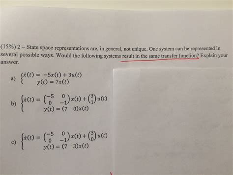 Solved 15 2 State Space Representations Are L Can Be