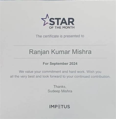 Ranjan Mishra On Linkedin I Am Humbled And Honored To Be Recognized As The Star Of The Month At…