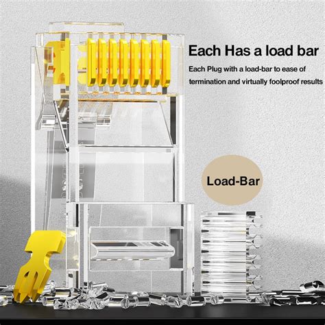 AMPCOM CAT6 RJ45 Connectors RJ45 Modular Plug Connector UTP 50μ Gold Plated Two Pieces 8P8C