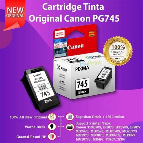 Promo Cartridge Tinta Canon Pg745 745 Printer Mg2570 Mg3070 Ts307