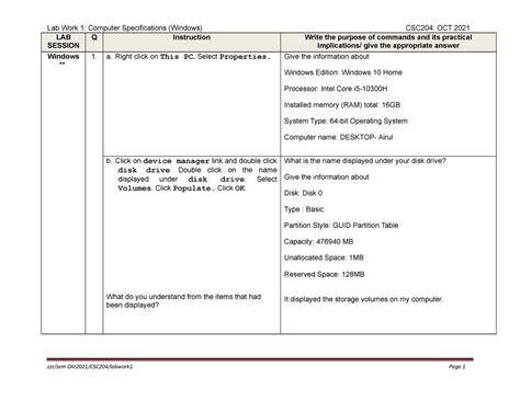 CSC204 LAB1 Muhammad Airul Hafiq BIN Muhamad AINI 2020487774 LAB SESSION Q Instruction