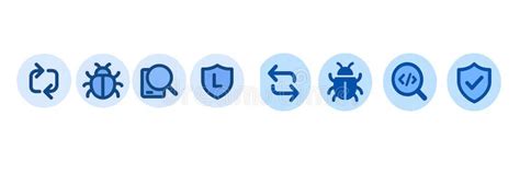 Collection Of Technical Icons Representing Software Tools For Debugging Security And Code