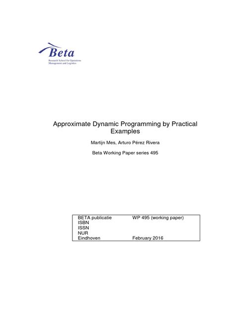 Approximate Dynamic Programming By Practical Examples Pdf Dynamic Programming Mathematical