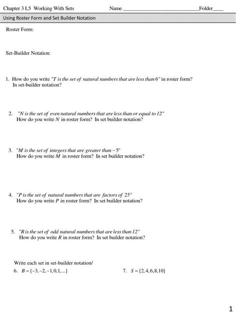 ppt using roster form and set builder notation powerpoint