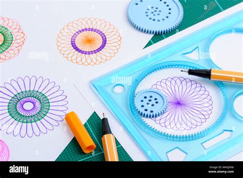 Drawing The Spirograph Pattern With Spirograph Kit Stock Photo Alamy