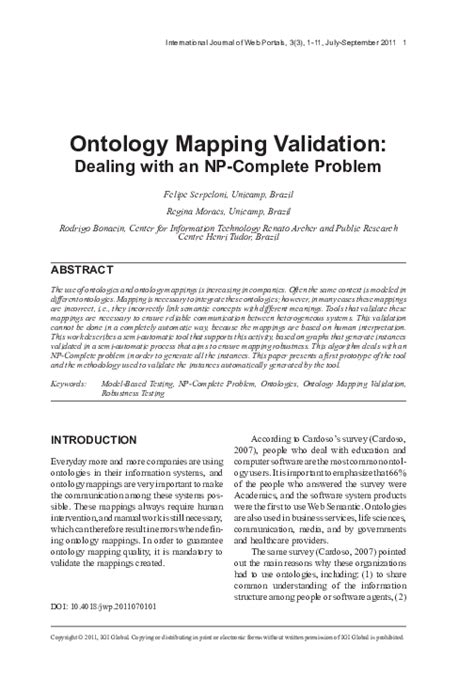 Pdf Ontology Mapping Validation
