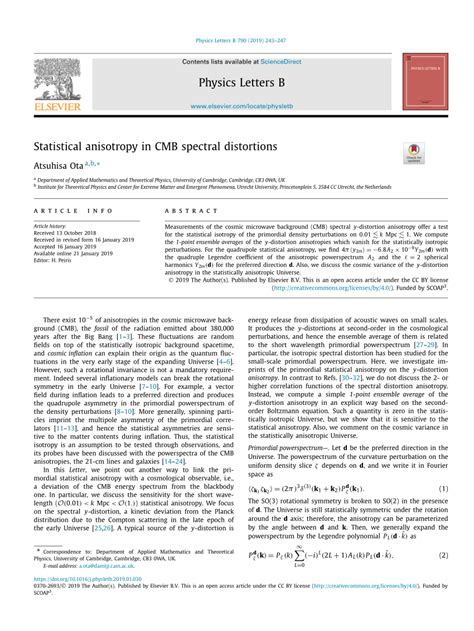 Pdf Statistical Anisotropy In Cmb Spectral Distortions