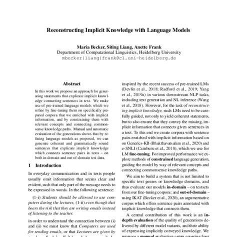 Reconstructing Implicit Knowledge With Language Models Acl Anthology