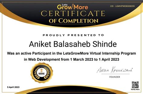 aniket shinde on linkedin lgmvip letsgrowmore internship intern opportunity webdevelopment