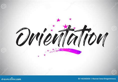 Orientation Handwritten Word Font With Vibrant Violet Purple Stars And