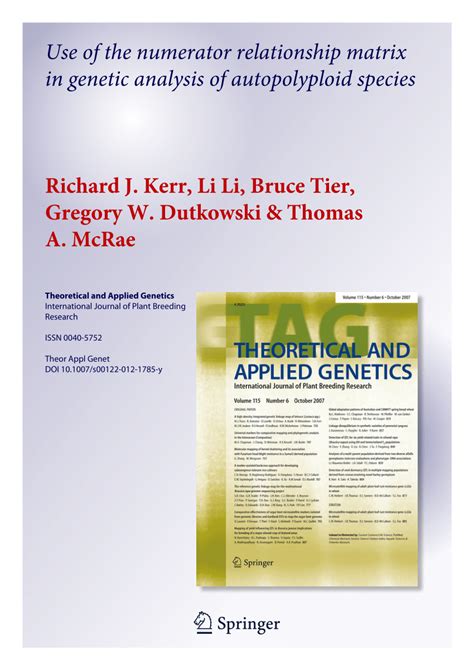 Pdf Use Of The Numerator Relationship Matrix In Genetic Analysis Of