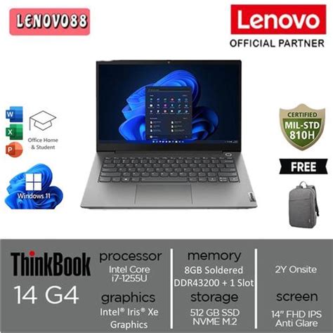 Jual Lenovo Thinkbook G Iap J Id Core I U Gb Gb Ssd W Ohs Y Mineral Grey