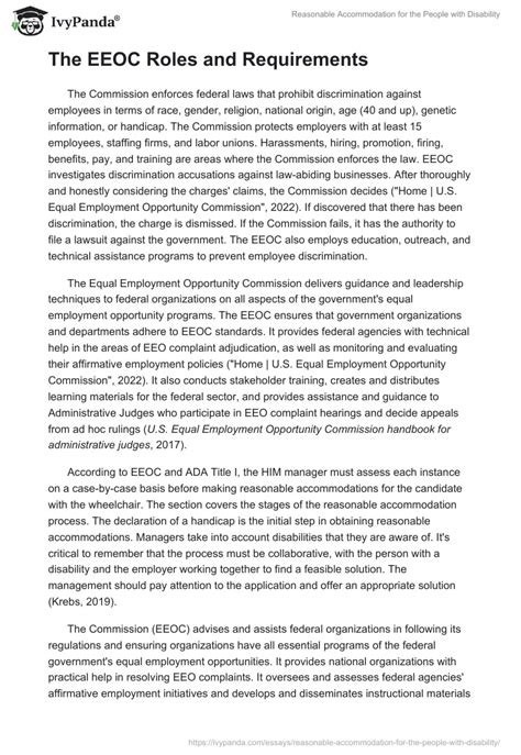 Reasonable Accommodation For The People With Disability 851 Words Essay Example