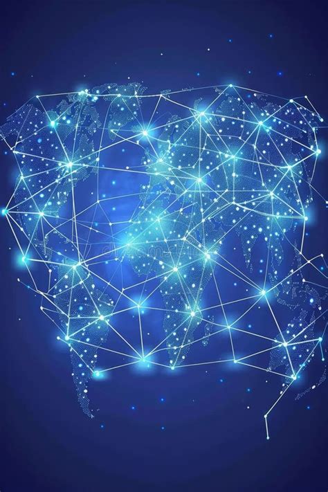 Abstract Polygonal World Map With Glowing Points And Lines Network Connection Concept Stock