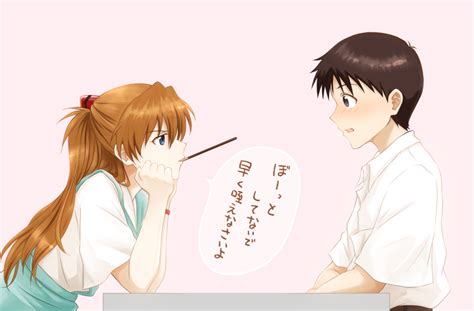 Baumku Techen Ikari Shinji Souryuu Asuka Langley Neon Genesis Evangelion Pocky Highres