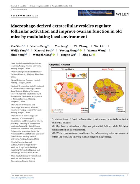 Pdf Macrophage Derived Extracellular Vesicles Regulate Follicular Activation And Improve