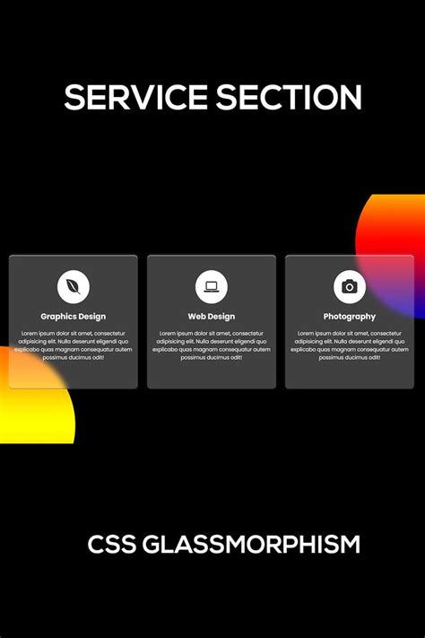 Creative Service Section With Css Glassmorphism Effect Web Design