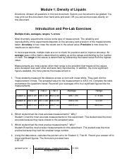 Understanding Density Of Liquids Through Precision And Accuracy Course Hero