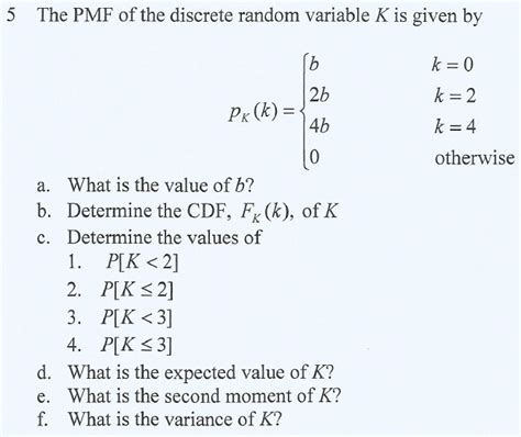 The Pmf Of The Discrete Random Variable K Is Given By