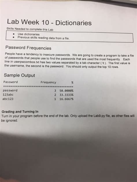 Solved Lab Week 10 Dictionaries Skills Needed To Complete