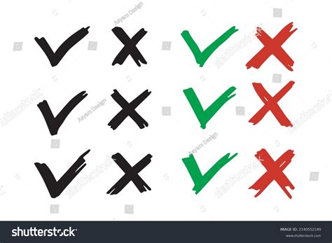 Tick Cross Signs Checkmark Ok X Stock Vector Royalty Free 2140552149