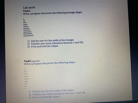 Solved Lab Work Task 1 Write A Program That Prints The