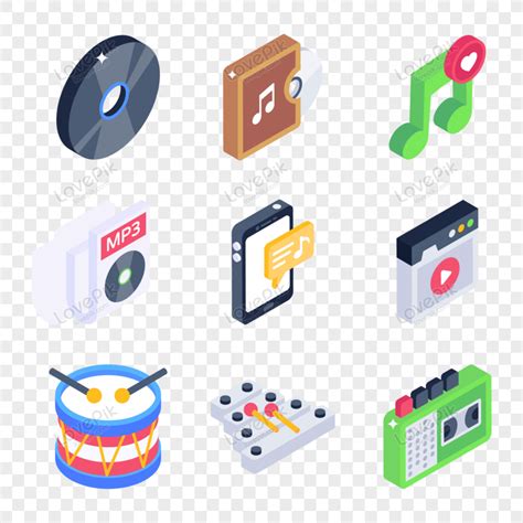 음악 장치 아이소 메트릭 아이콘 벡터 팩 Png 일러스트 무료 다운로드 Lovepik