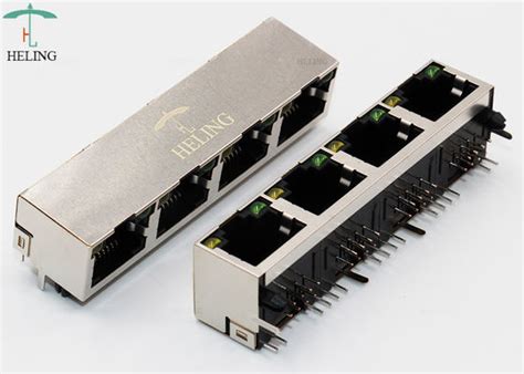 1 N Rj45 Multiple Port Connectors Right Angle Tab Up Rj45 Multiport Connector