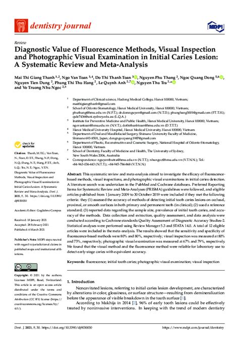 Pdf Diagnostic Value Of Fluorescence Methods Visual Inspection And Photographic Visual