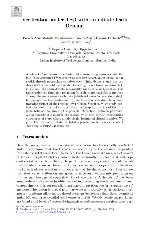 Pdf Verification Under Tso With An Infinite Data Domain