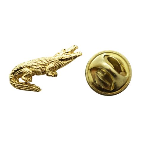 Alligator Mini Pin ~ 24k Gold ~ Miniature Lapel Pin ~ Sarahs Treats