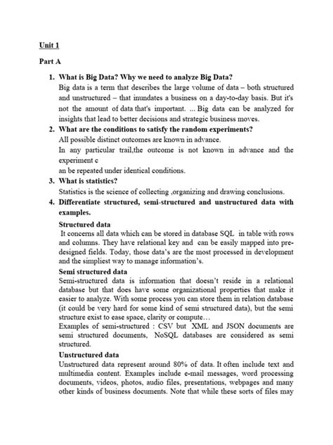 Part A And B Big Data Questions Final Pdf Apache Hadoop Computer Cluster