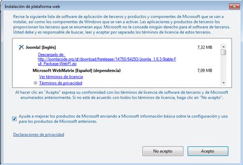 Instalar Joomla Con Web Platform Installer