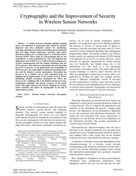 Pdf Cryptography And The Improvement Of Security In Wireless Sensor