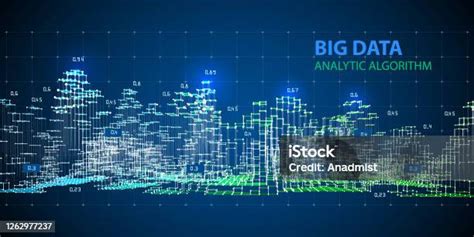빅 데이터 격자 메시와 파란색의 데이터가 있는 추상 인포그래픽 배경입니다 3d 그리드 데이터 차트 알고리즘 데이터 차트입니다 벡터 일러스트레이션 데이터 사이언스에 대한 스톡