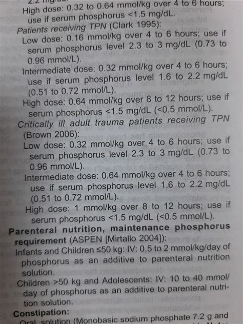 Saba Javed On Linkedin Phosphorous Replacement In Tpn Check Dose According To…