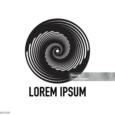 추상적인 선 나선형 소용돌이 로고 디자인 템플릿입니다 기하학적 점 원 과학 유니버설 에너지 기술 기호입니다 0명에 대한 스톡