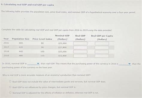 Solved Calculating Real GDP And Real GDP Per Capita The Chegg Com