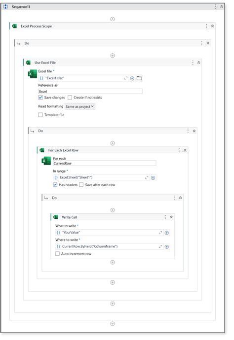 Not Sure How To Use A Write Cell In A For Each Excel Row Activities