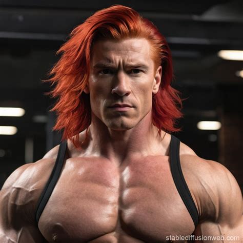 Muscular Bodybuilder With Red Hair Stable Diffusion Online