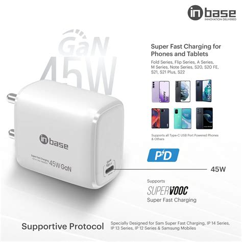 Buy Inbase 45w Type C 1 Port Fast Charger Type C To Type C Cable